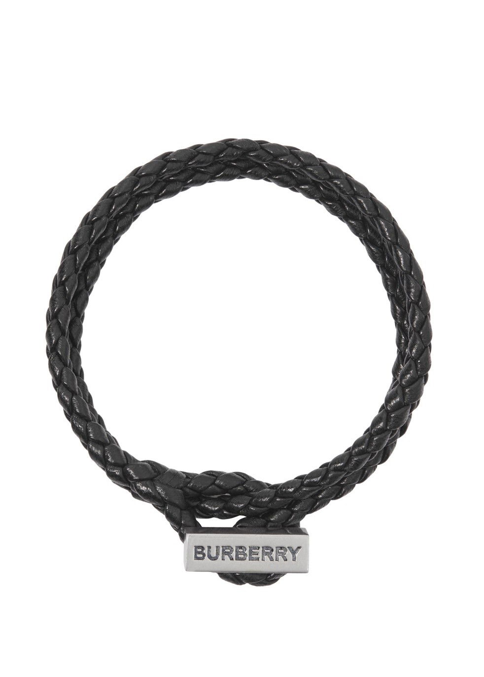 BURBERRY Logo Engraved Braided Leather Bracelet | endource