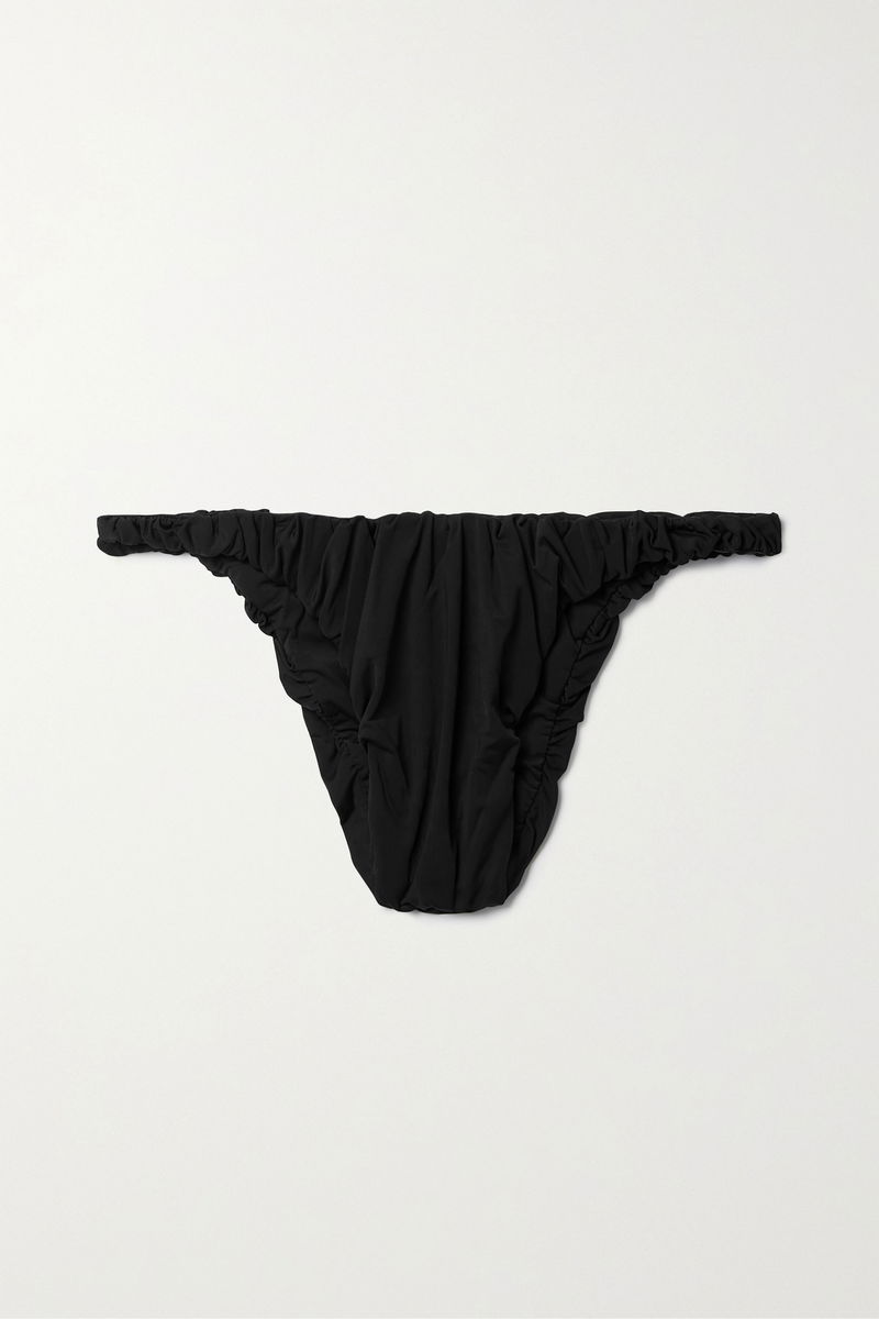 ISA BOULDER Jessie Ruched Recycled Bikini Briefs in Black | endource