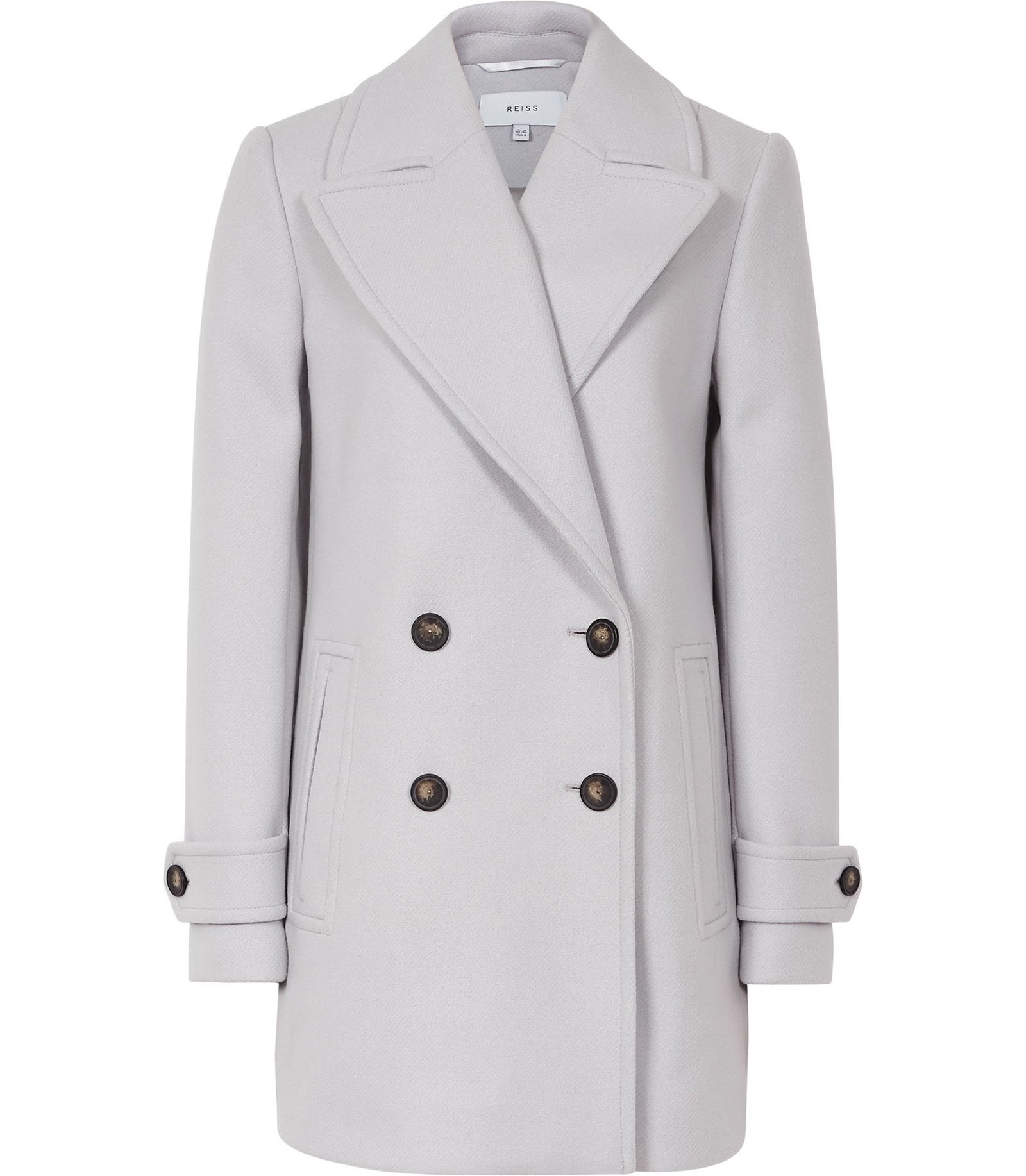 REISS Felix Double Breasted Peacoat in Light Slate | endource