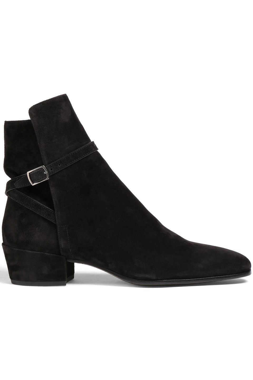 SAINT LAURENT Suede Ankle Boots in Black | endource