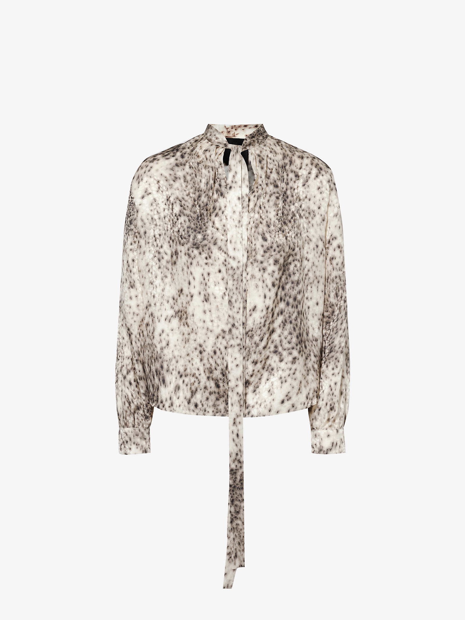 GIVENCHY Lavallière Abstract-Print Silk Blouse in NATURAL BROWN | Endource