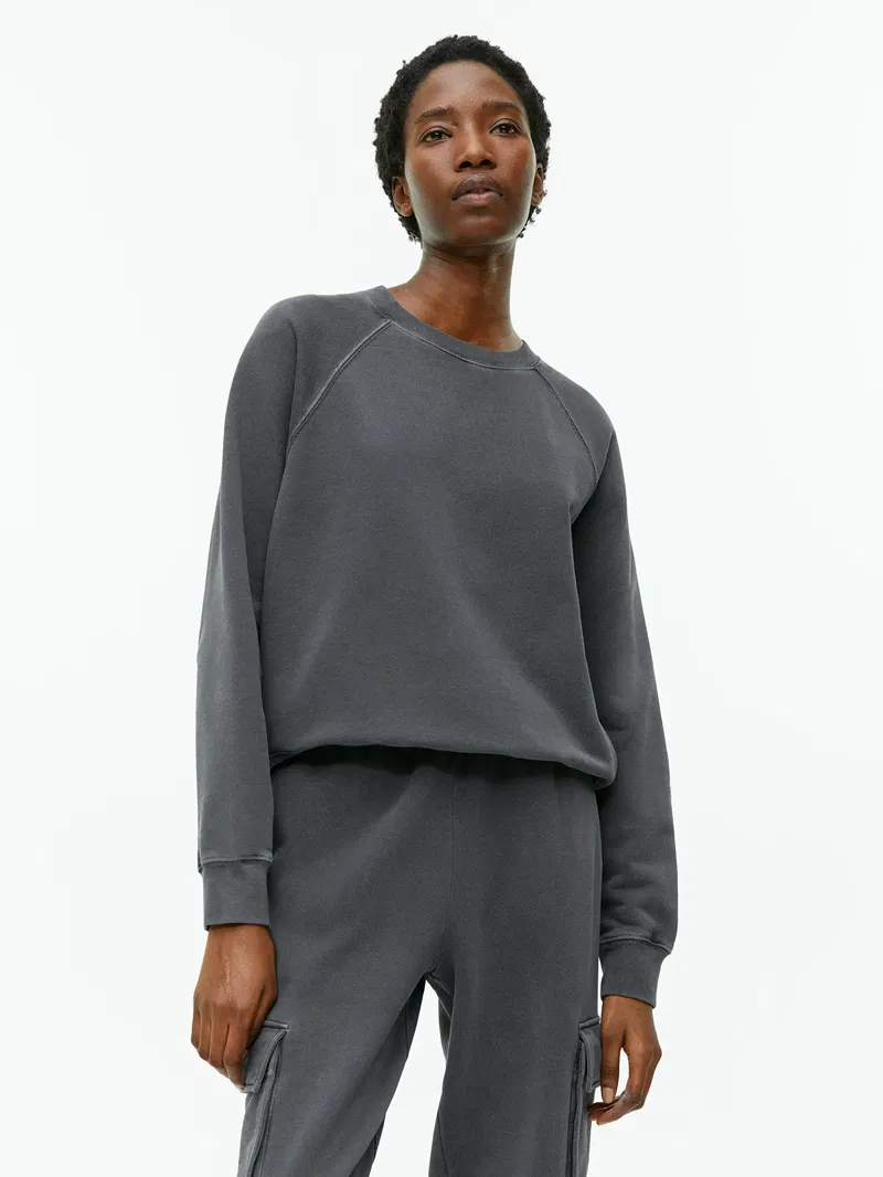 ARKET Soft French Terry Sweatshirt in Dark Grey | endource