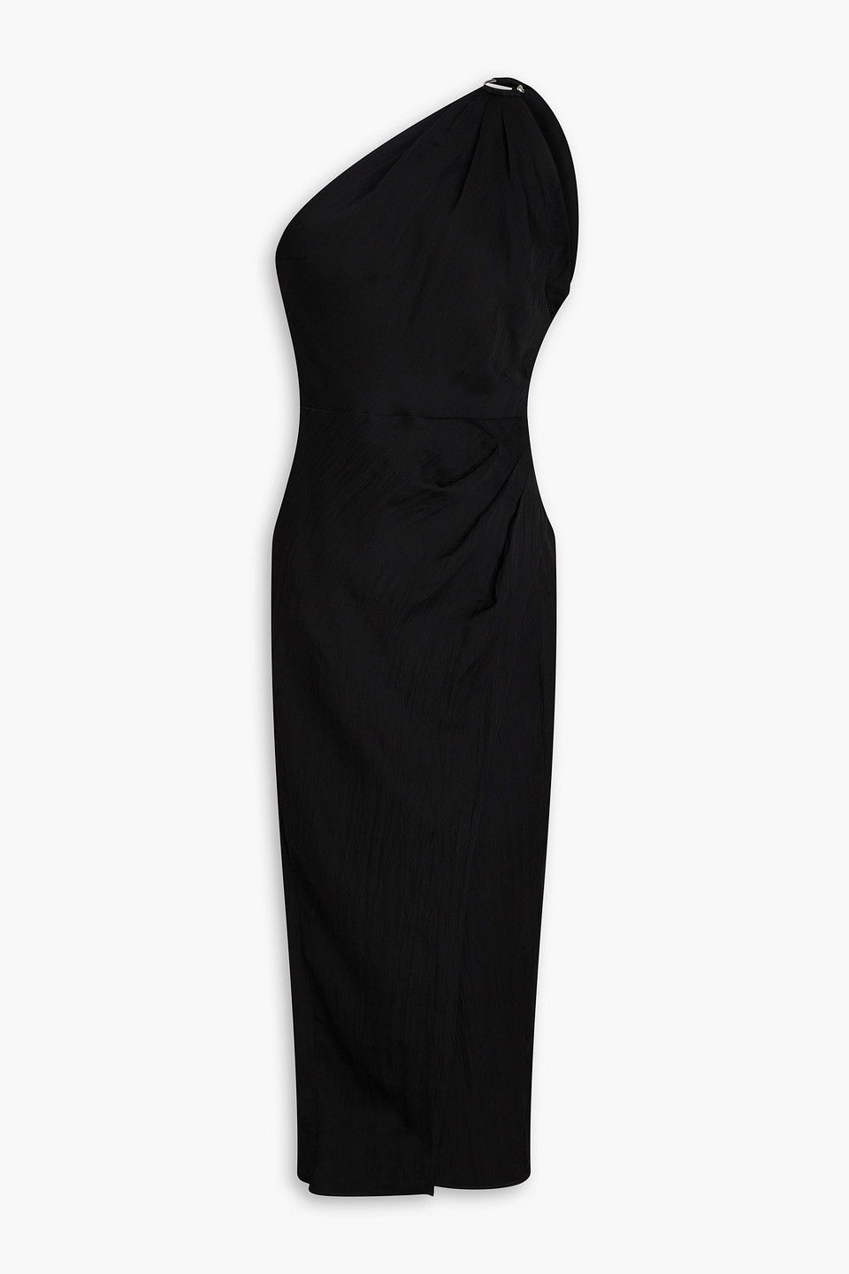 SANDRO One-Shoulder Cutout Midi Dress in Black | endource