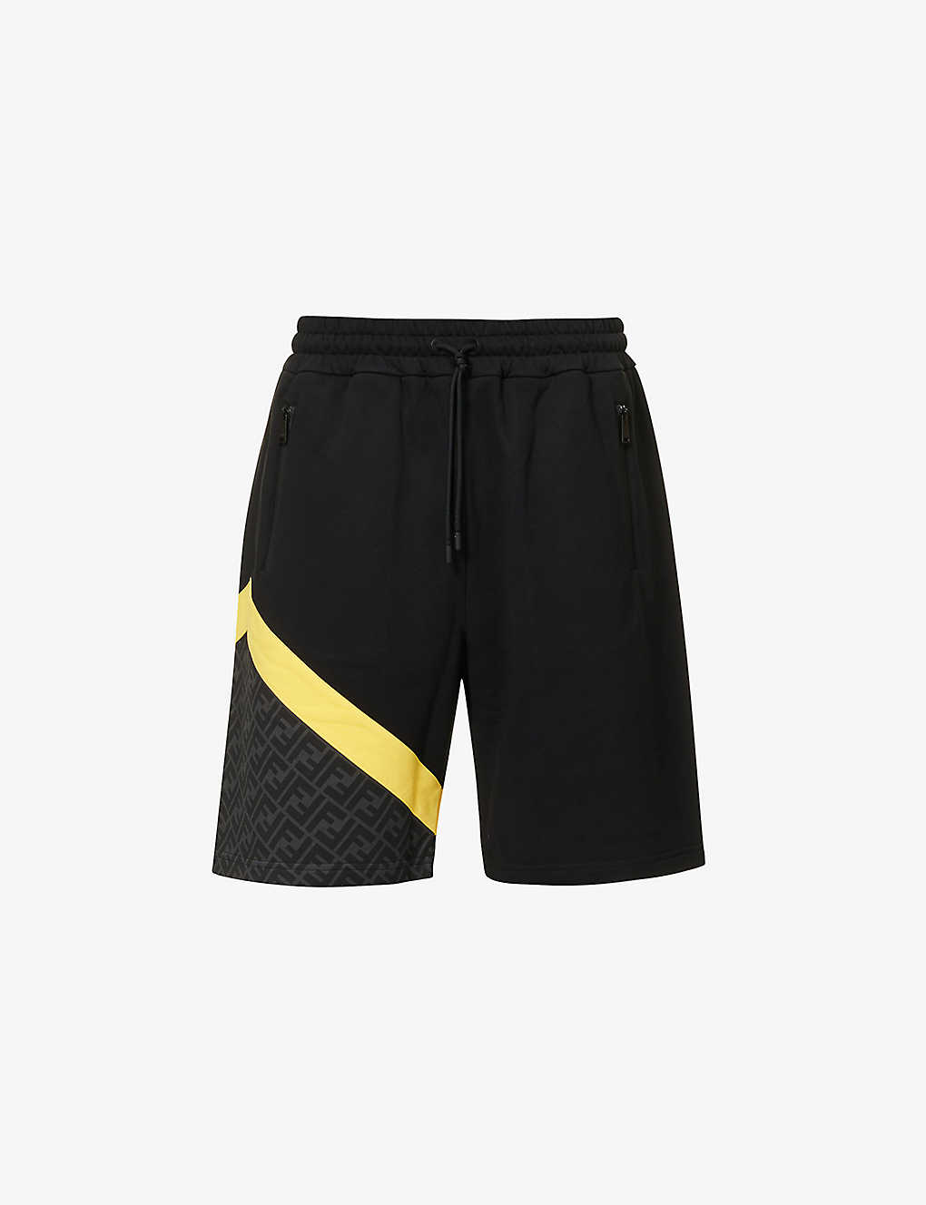 FENDI Diagonal Monogram-Print Shorts in Black+grey | endource
