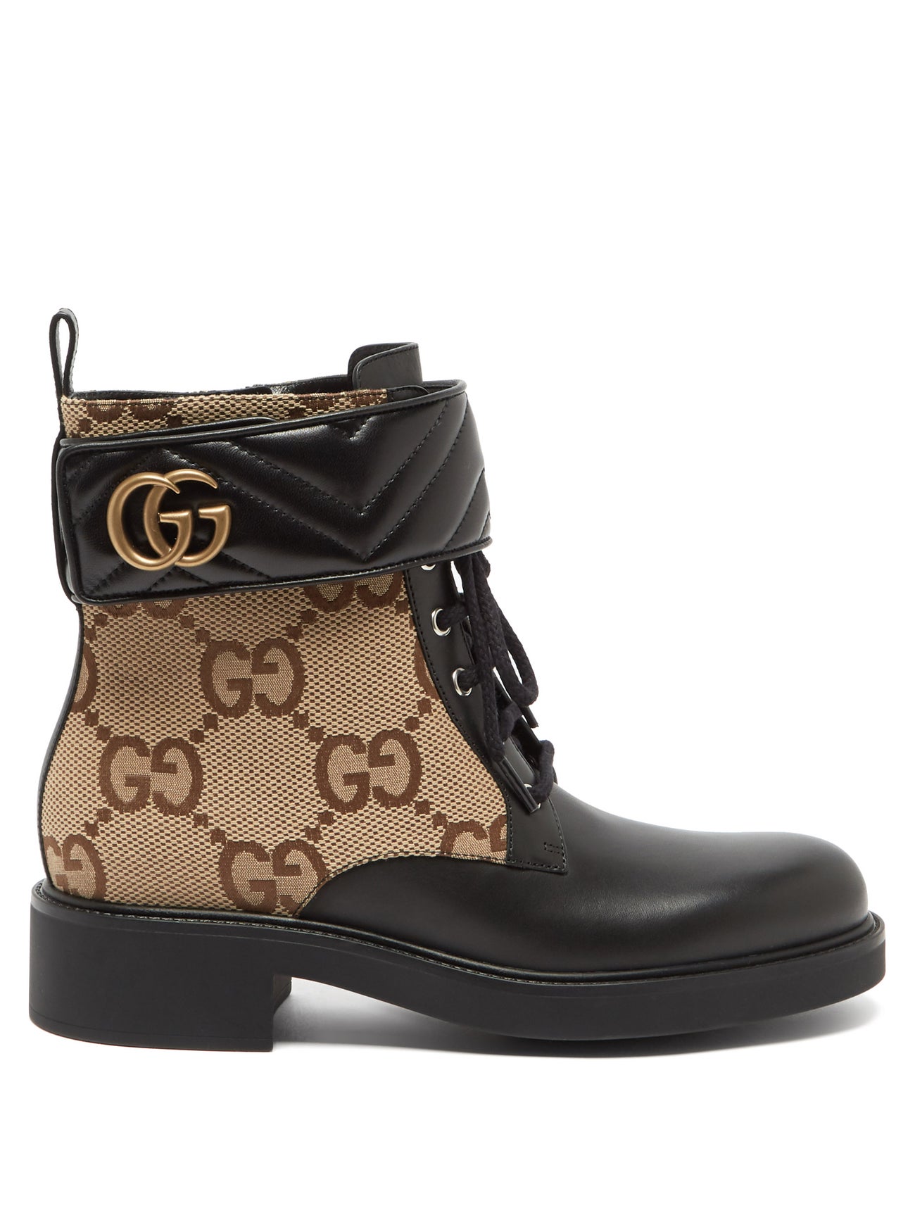 GUCCI GG Marmont Canvas And Leather Ankle Boots in Black | Endource