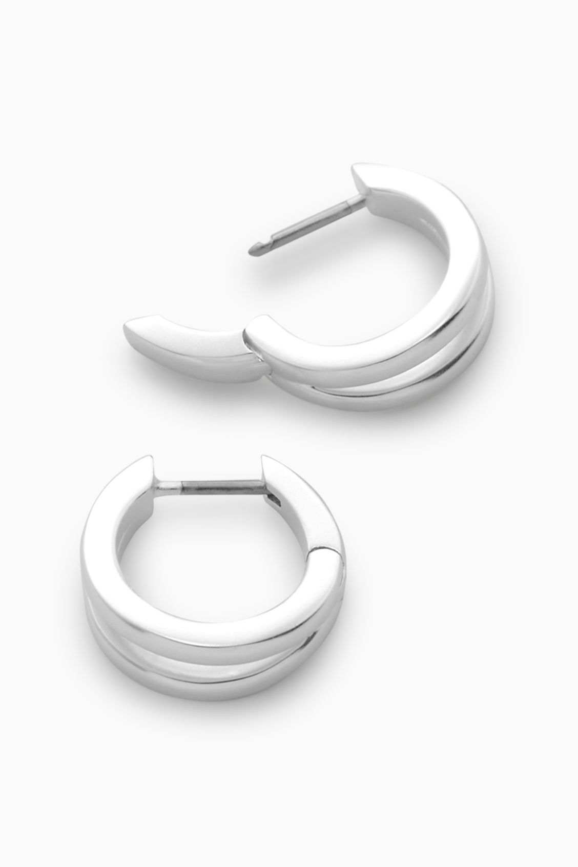 COS Layered Double Hoop Earrings in SILVER | endource