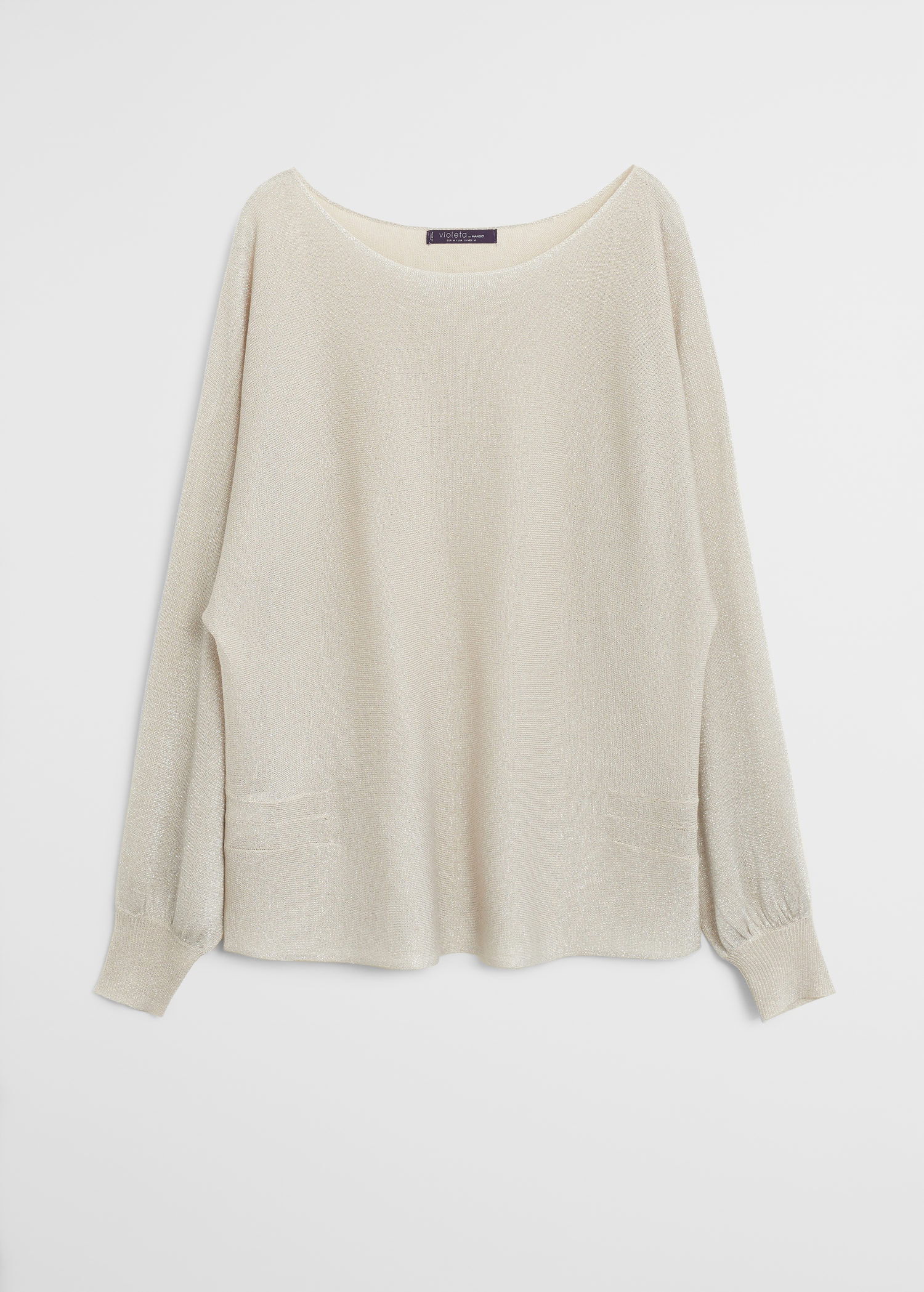 MANGO Metallic Thread Sweater in Sand | endource