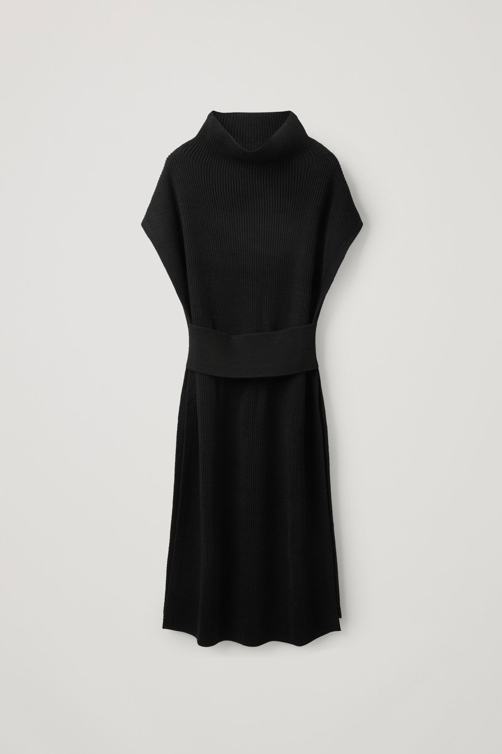 COS Wool Mix Roll-Neck Sleeveless Tunic in Black | endource