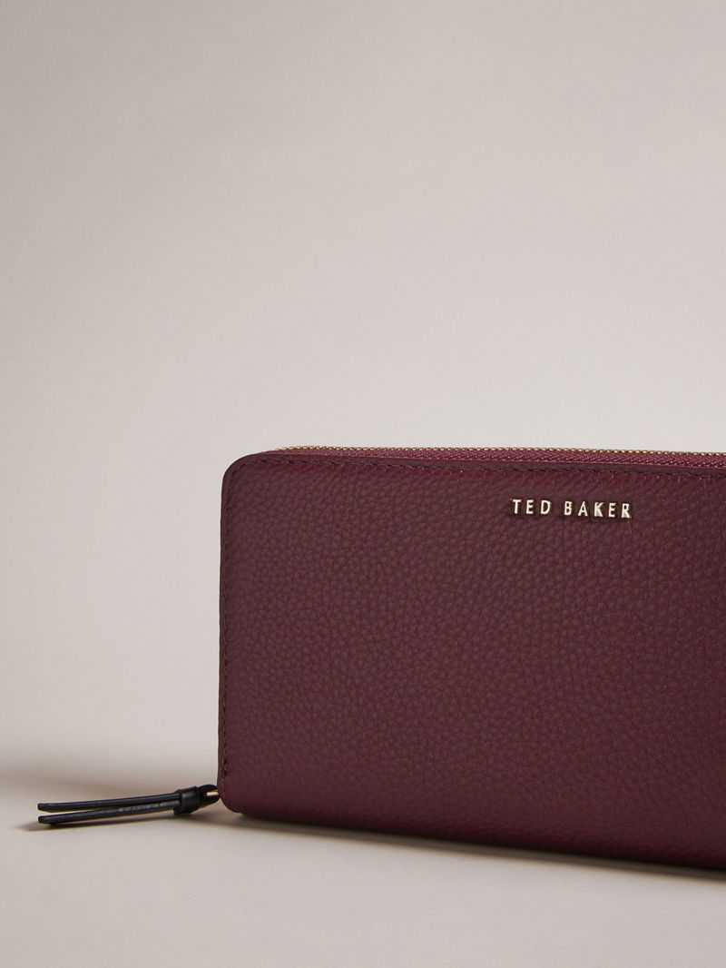 TED BAKER Daliea Large Zip Around Leather Purse in Dark Purple | endource