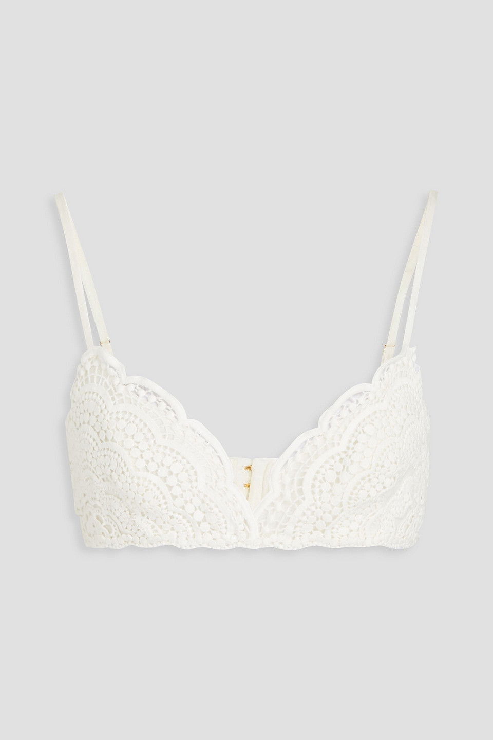 ZIMMERMANN Linen And Silk-Blend Crocheted Lace Bra Top in White | endource