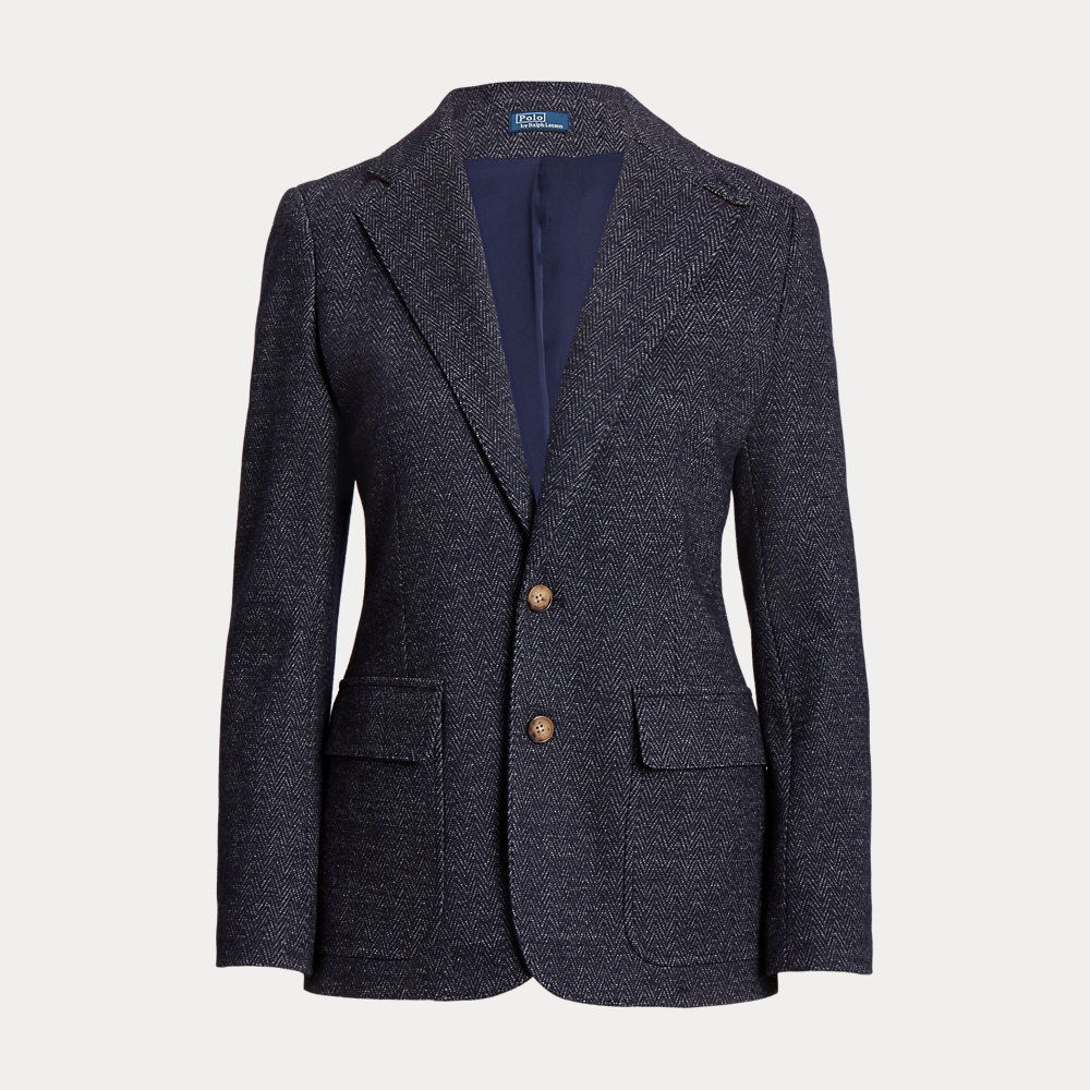 POLO RALPH LAUREN Herringbone Knit Double-Breasted Blazer in Blue ...