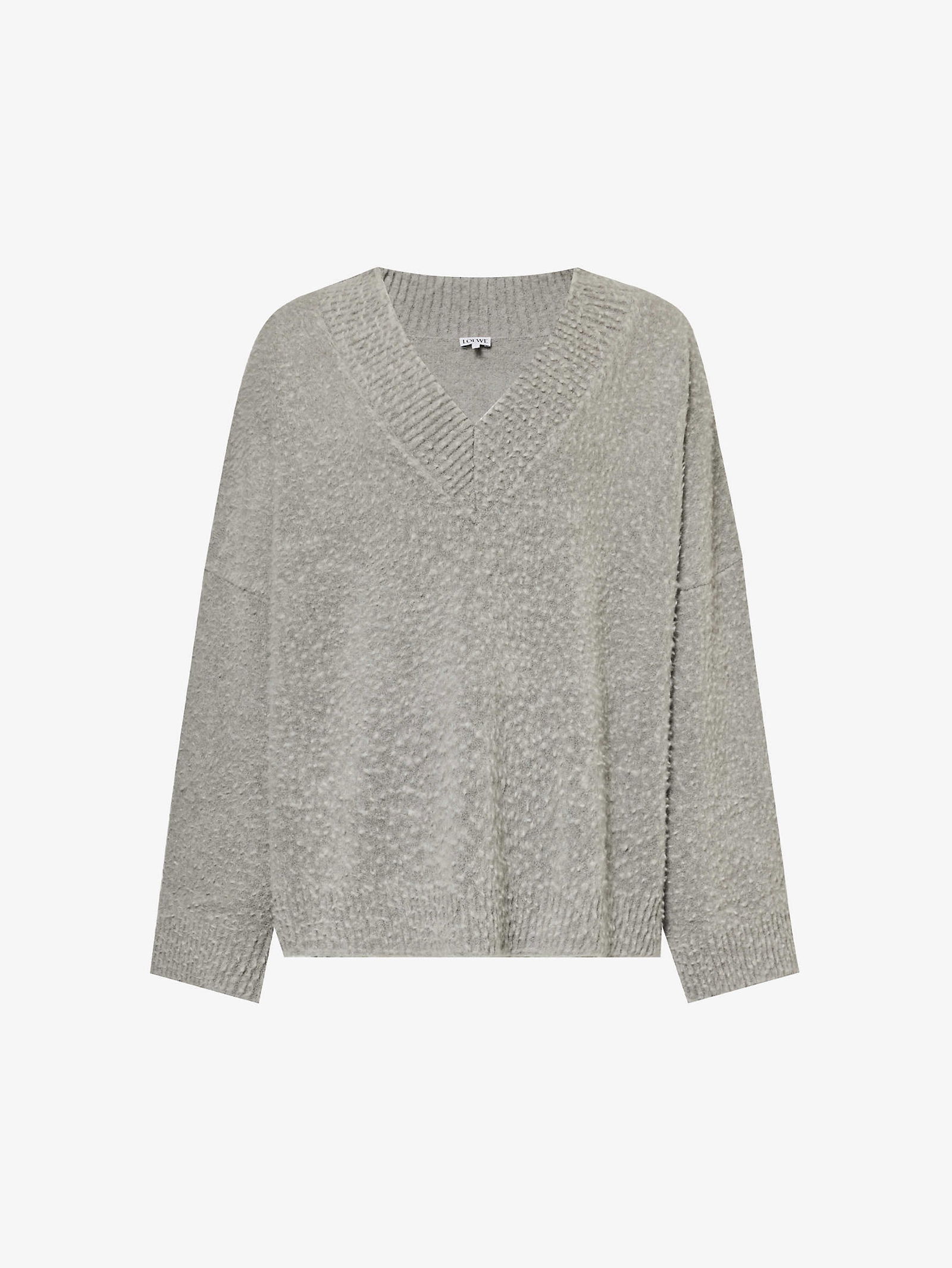 LOEWE V-Neck Brushed-Texture Jumper in GREY | Endource