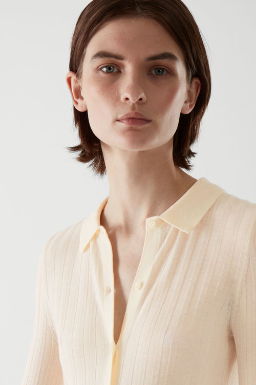 COS Merino Wool Transparent Knitted Top in Off-white | endource