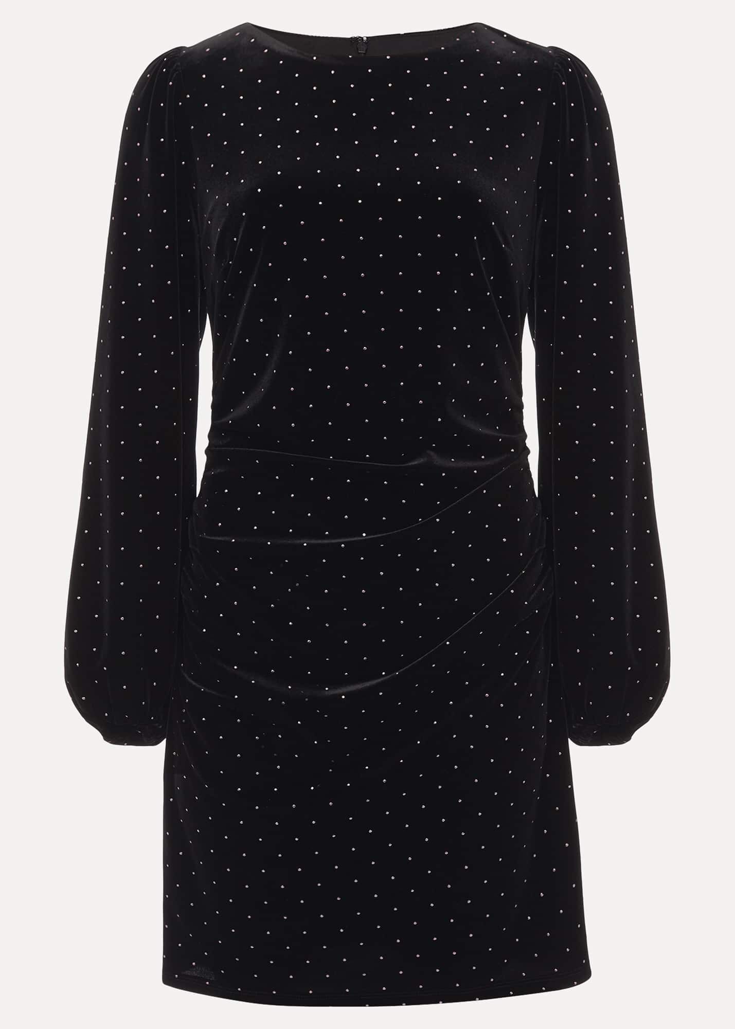 PHASE EIGHT Adele Studded Velvet Mini Dress in Black | endource