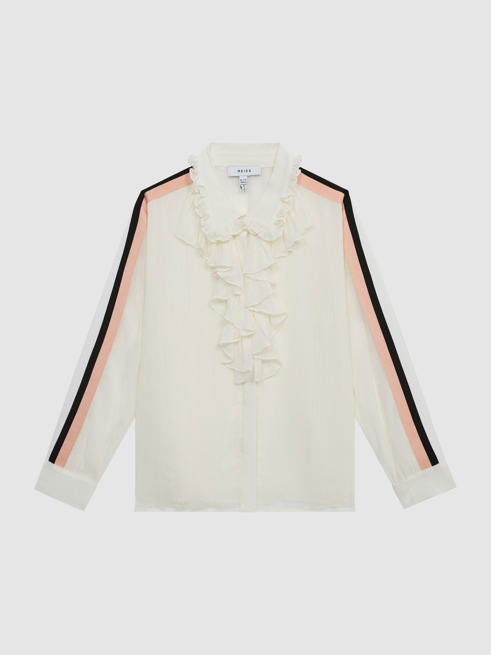 REISS Dilon Senior Ruffle Front Stripe Detail Blouse | endource