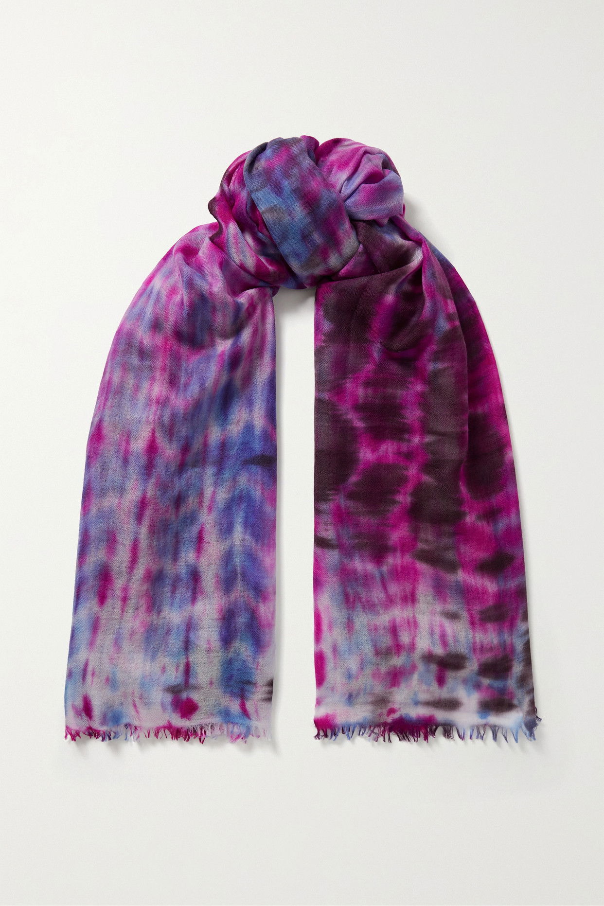 ISABEL MARANT Tie-Dyed Wool And Cashmere-Blend Scarf in Pink | endource