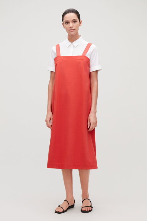 COS Apron Dress With Woven Straps in Flame red | endource