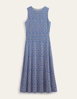 BODEN Cut-Out Midi Dress in Sapphire, Azure Geo | endource