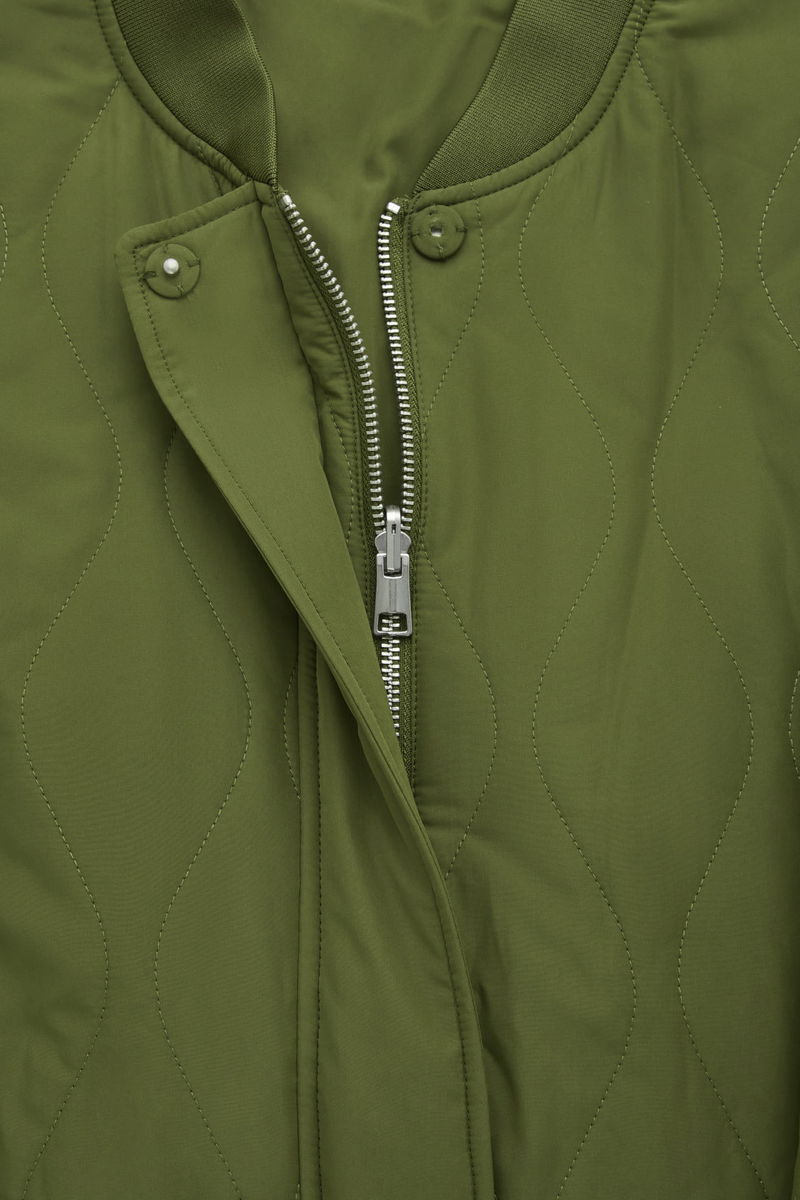 COS Longline Quilted Liner Jacket in KHAKI GREEN | endource