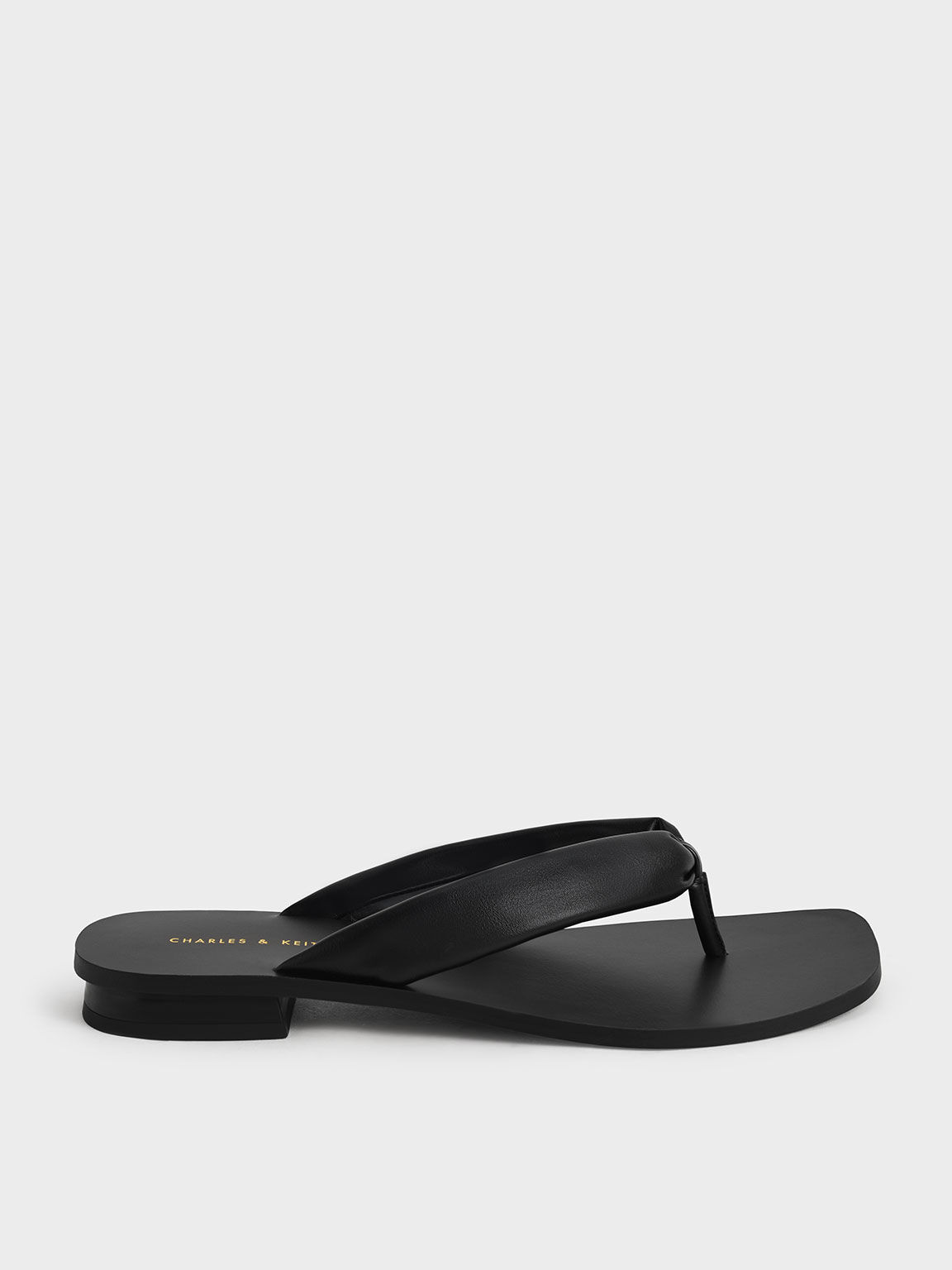 CHARLES & KEITH Puffy Strap Thong Sandals in Black | endource