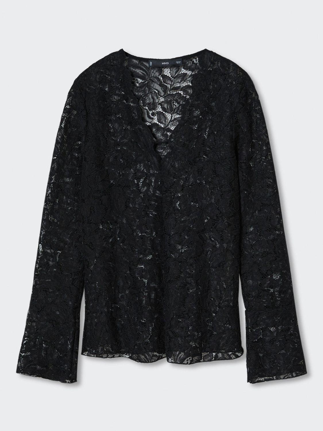 MANGO Patty Floral Lace Blouse in Black | Endource