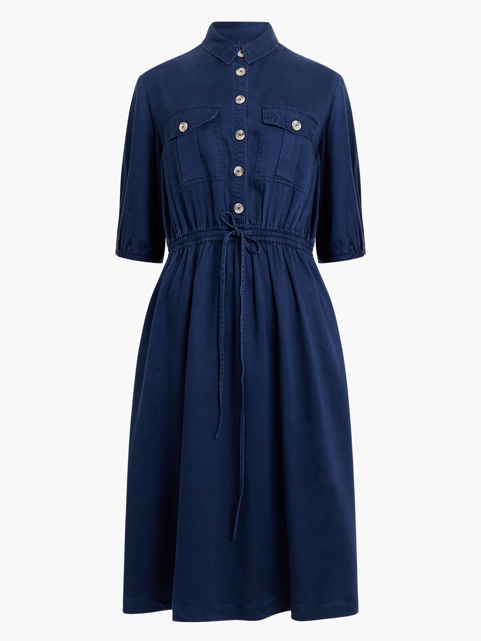 FRENCH CONNECTION Elkie Twill Drawstring Dress in Marine | Endource