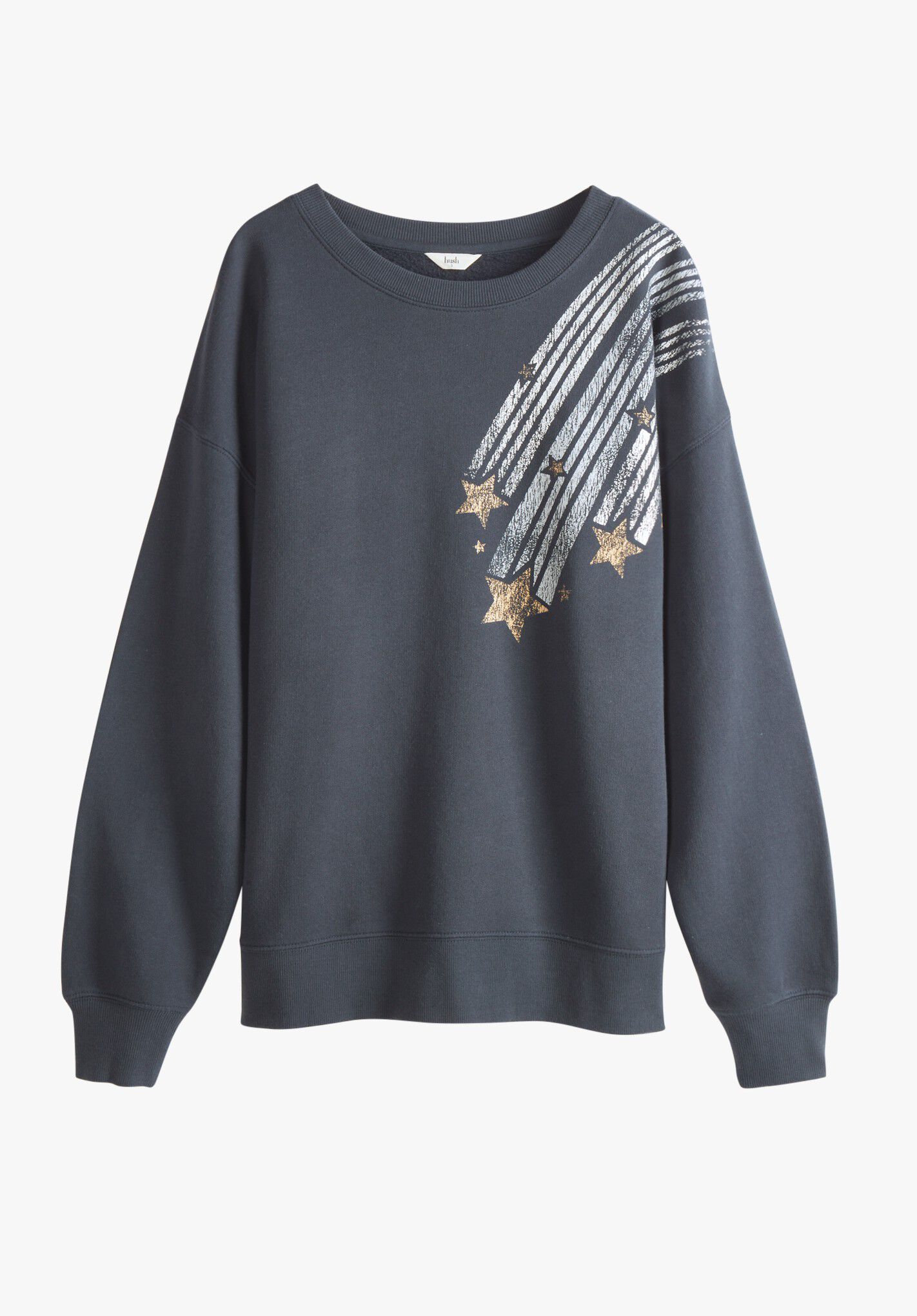 HUSH Metallic Shooting Star Relaxed Sweatshirt in Washed Black/Silver ...