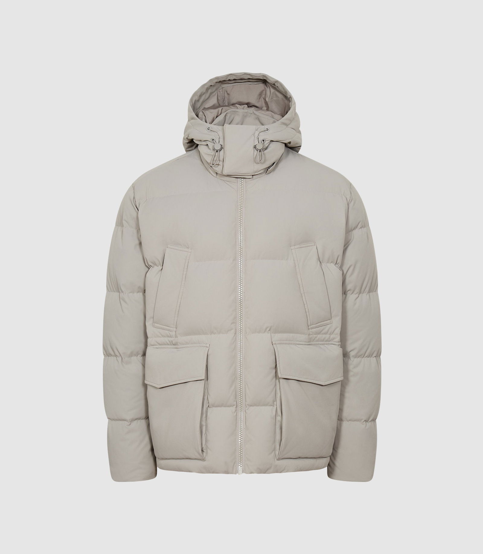 REISS Ryder Hooded Puffer Jacket in Stone | endource