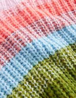 BODEN Fluffy Ribbed Raglan Jumper in Rainbow Stripe | Endource