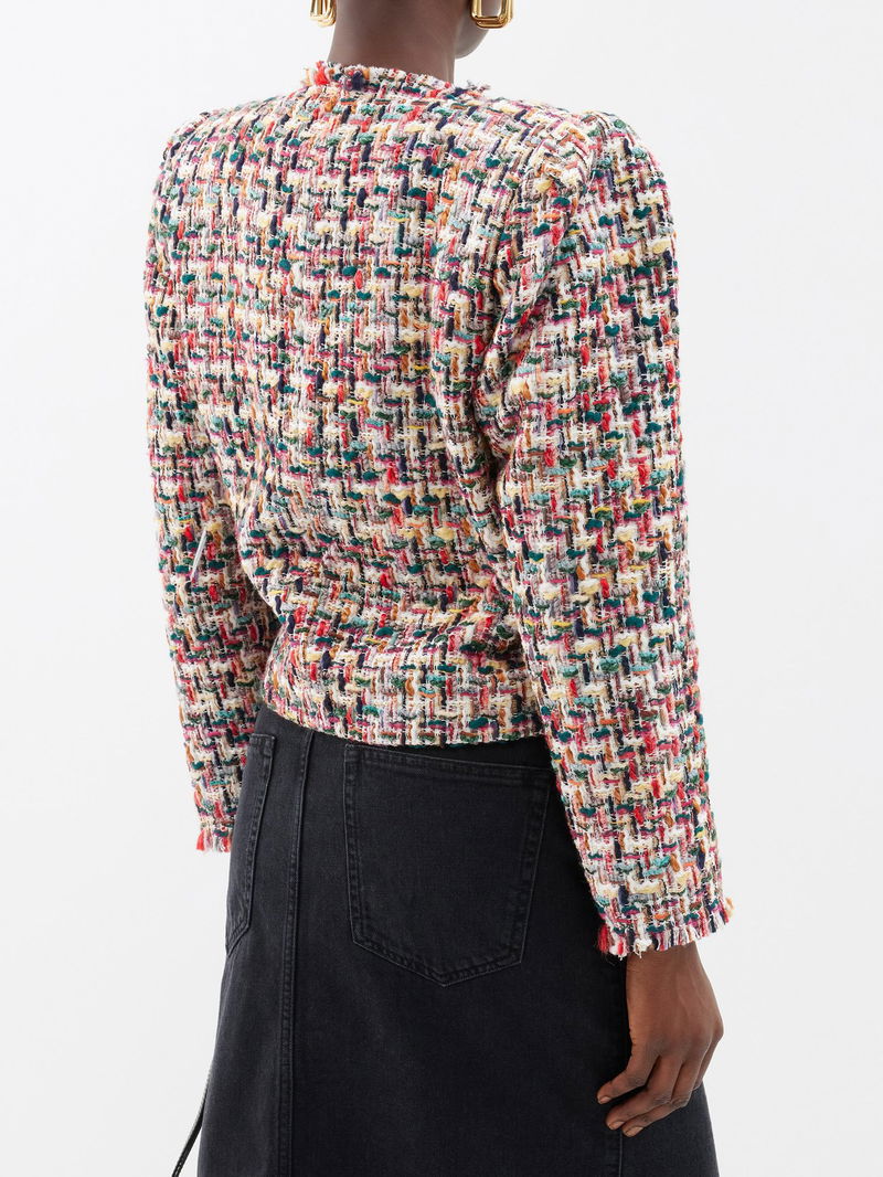 ISABEL MARANT Zingya Collarless Tweed Jacket in Multicoloured | endource