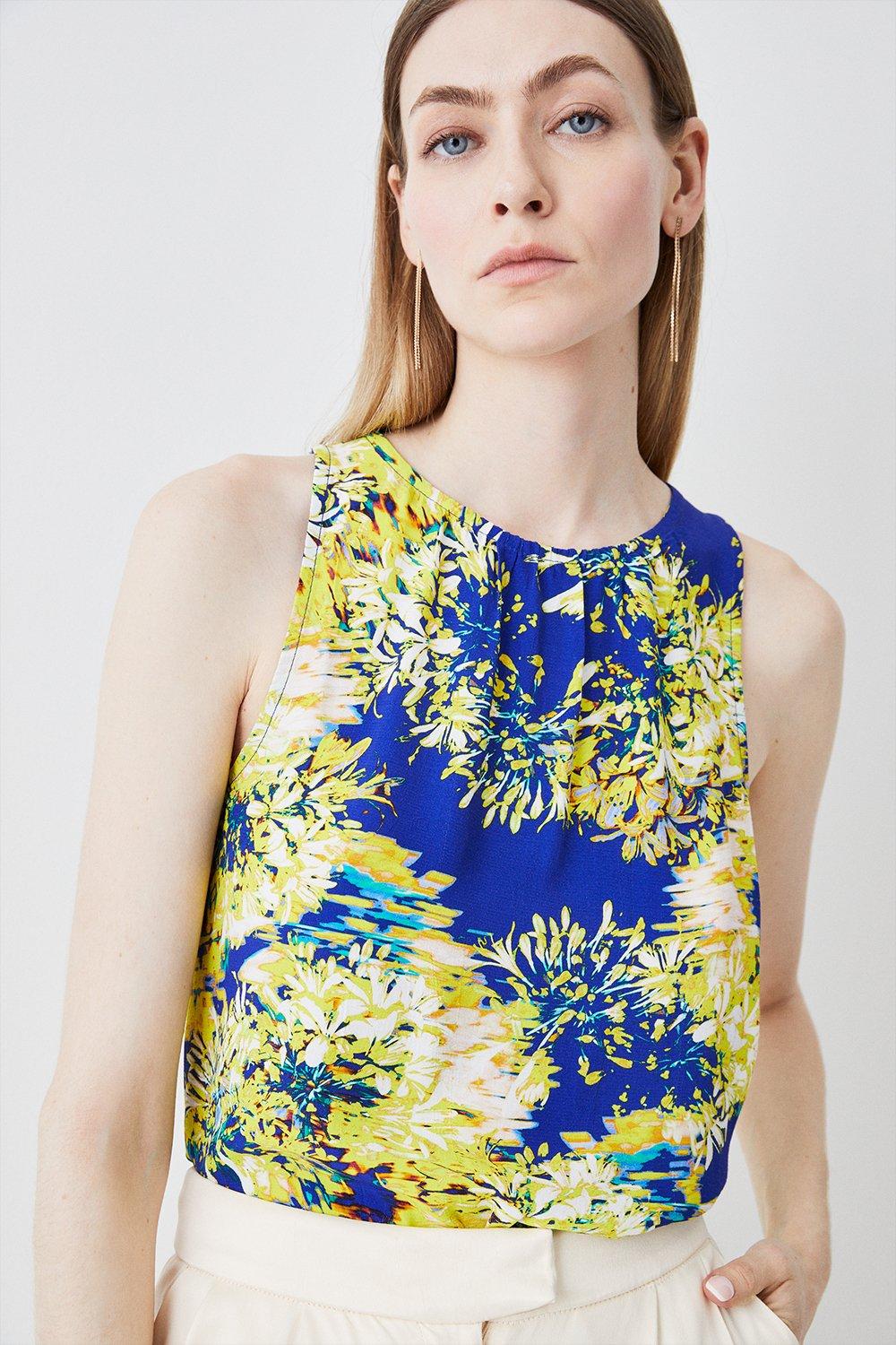 KAREN MILLEN Exploded Floral Woven Shell Top | endource