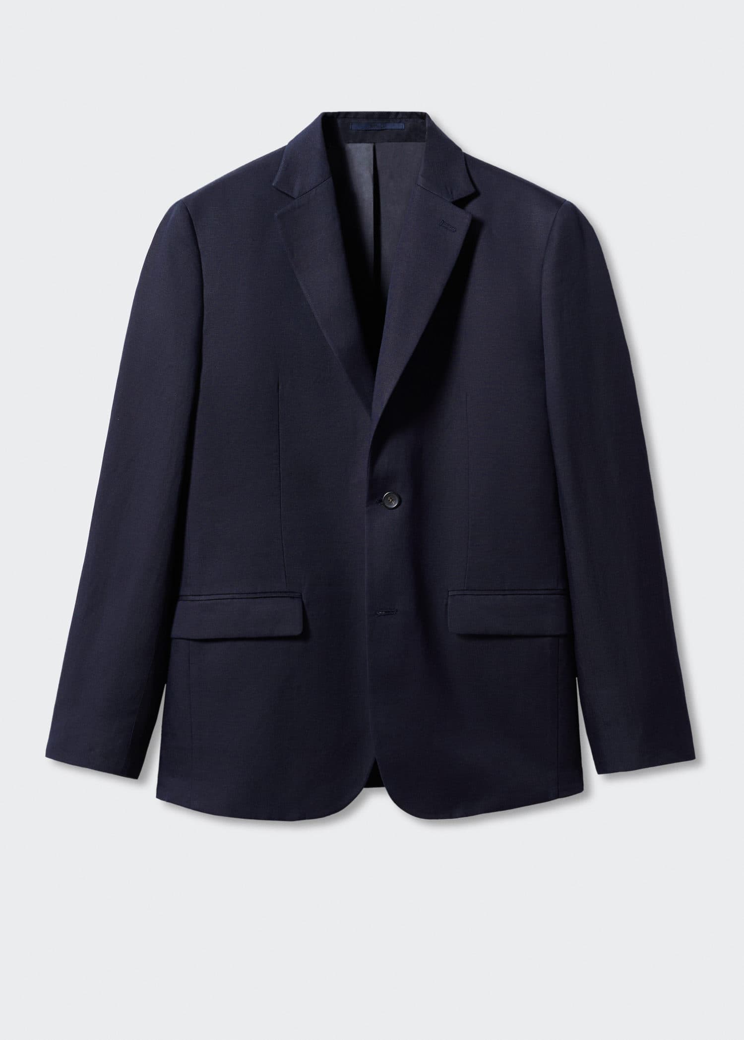MANGO Slim Fit Linen Suit Blazer | endource
