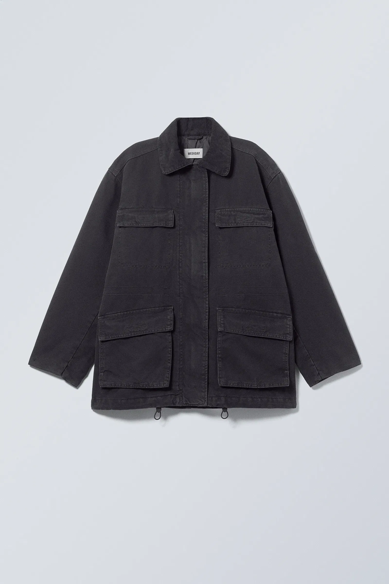 WEEKDAY Luca Washed Parka Jacket in Washed Black | endource