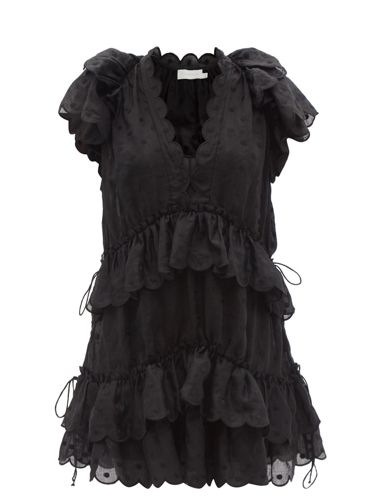 ZIMMERMANN Mae Dot-Embroidered Ramie-Voile Mini Dress | endource