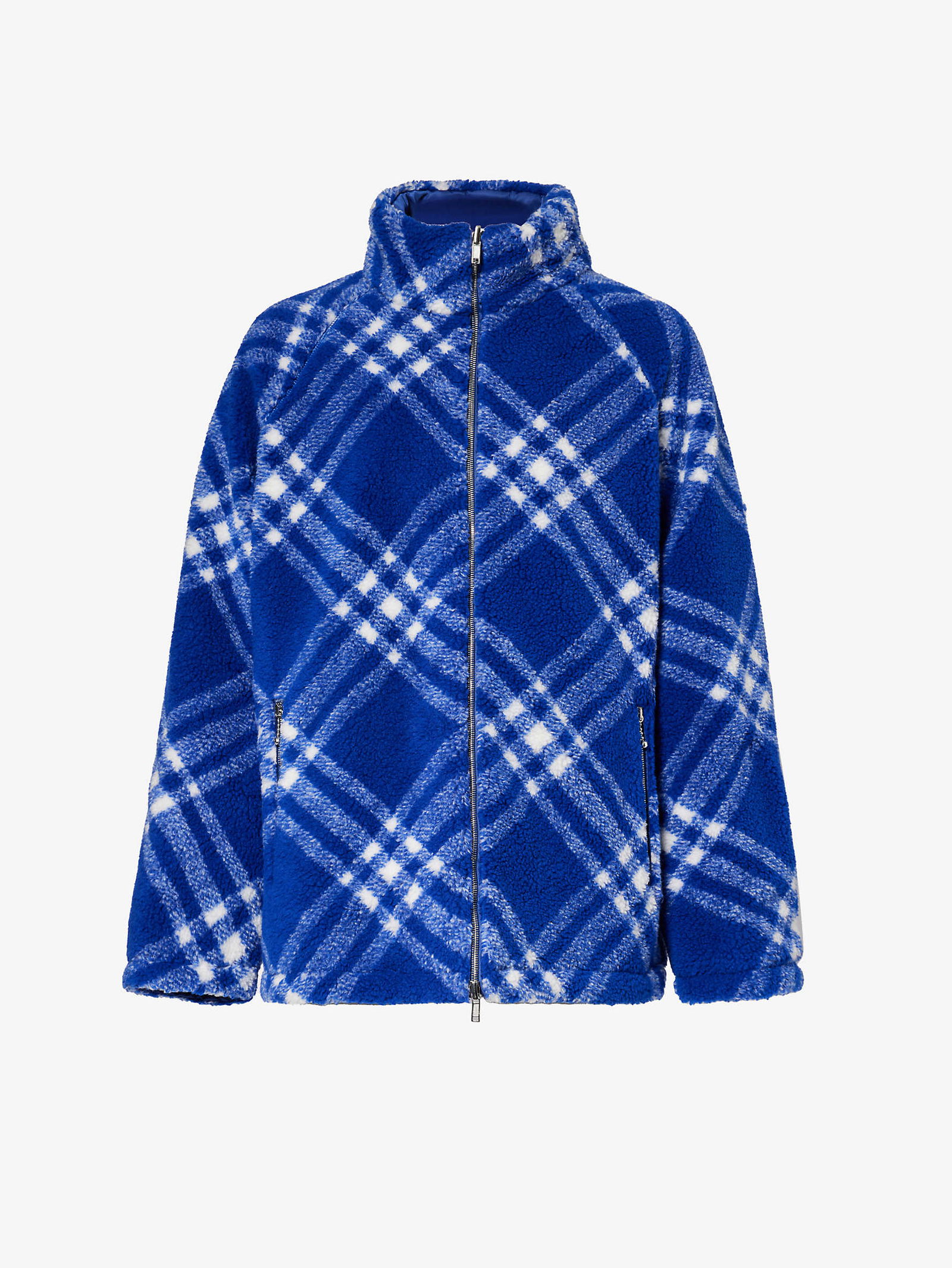 BURBERRY High-Neck Check Fleece Jacket in Knight Ip Check | Endource
