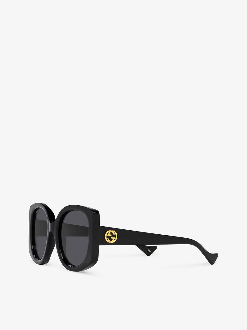 GUCCI GG1257S Rectangle-Frame Tortoiseshell Acetate Sunglasses | endource