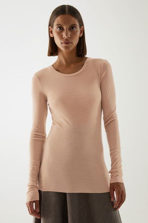 COS Long-Sleeved Merino Wool Top in Beige | endource