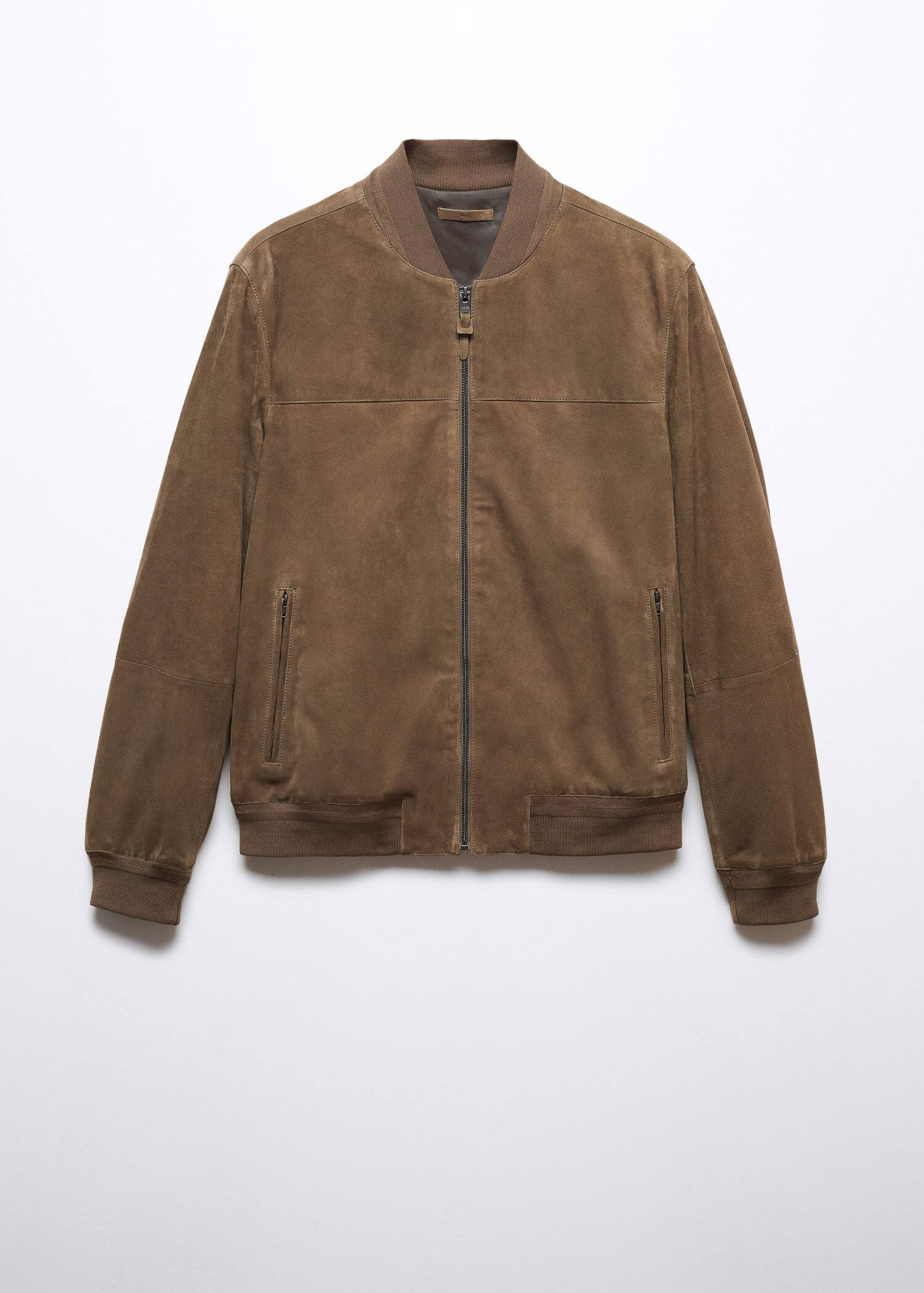 MANGO Leather Bomber Jacket | Endource
