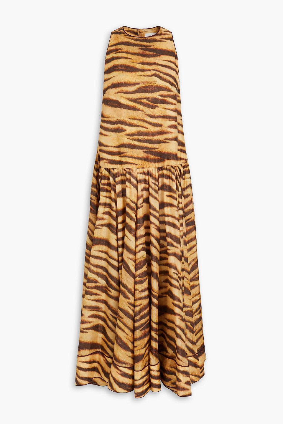 ZIMMERMANN Tiger-Print Silk-Chiffon Midi Dress in Animal Print | endource