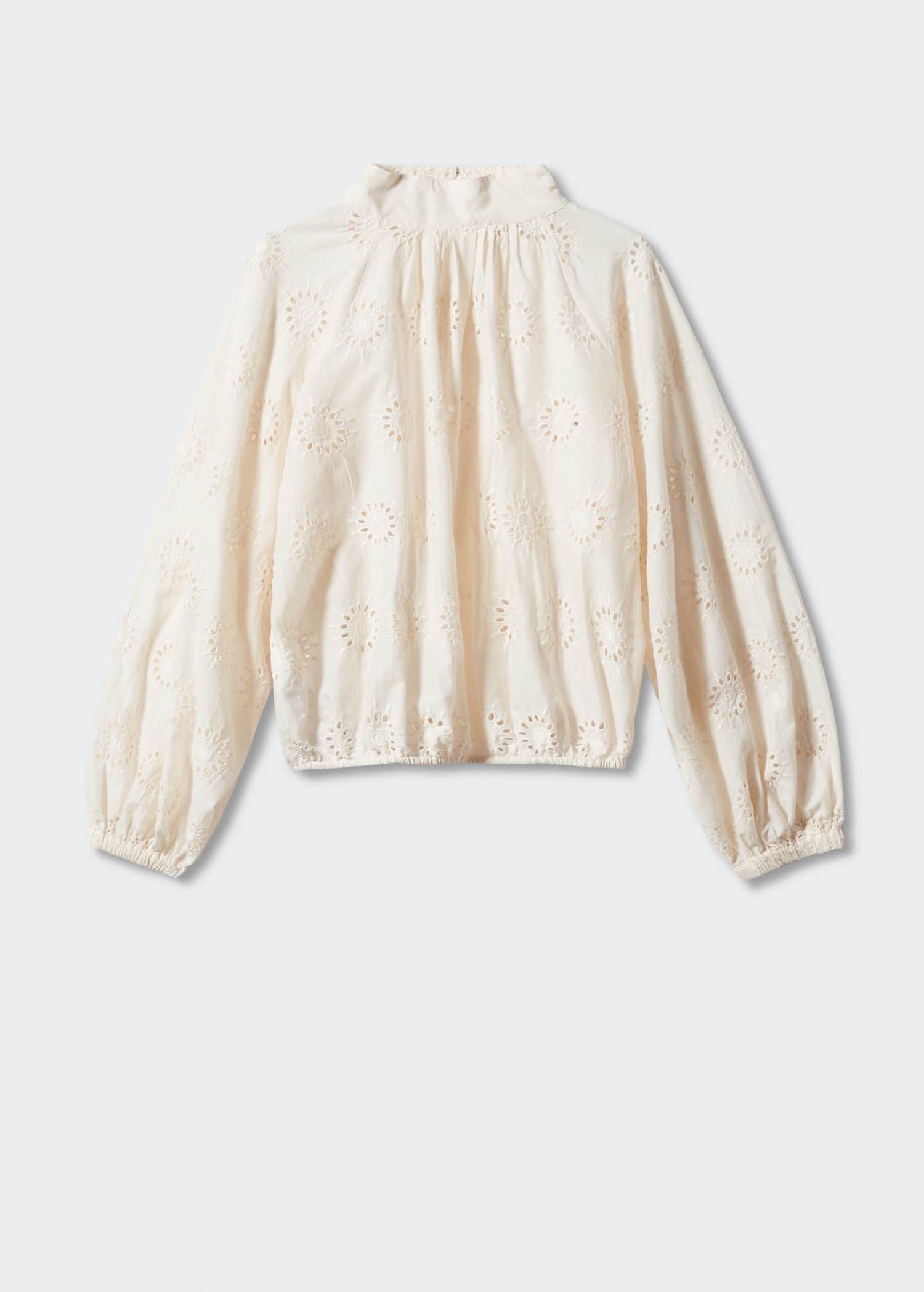 MANGO Openwork Embroidered Blouse in Ecru | Endource