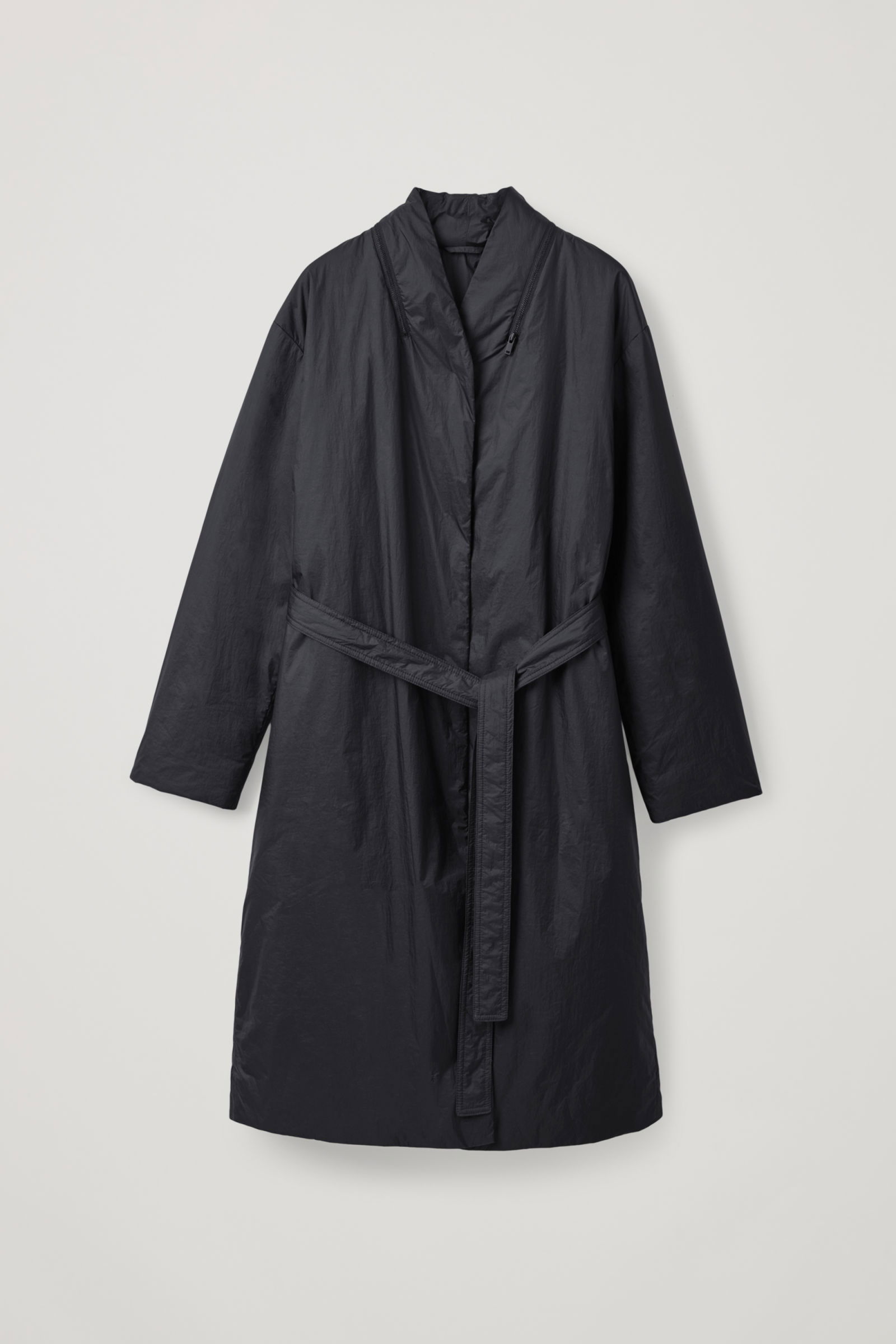 COS Padded Technical Coat in Black | endource