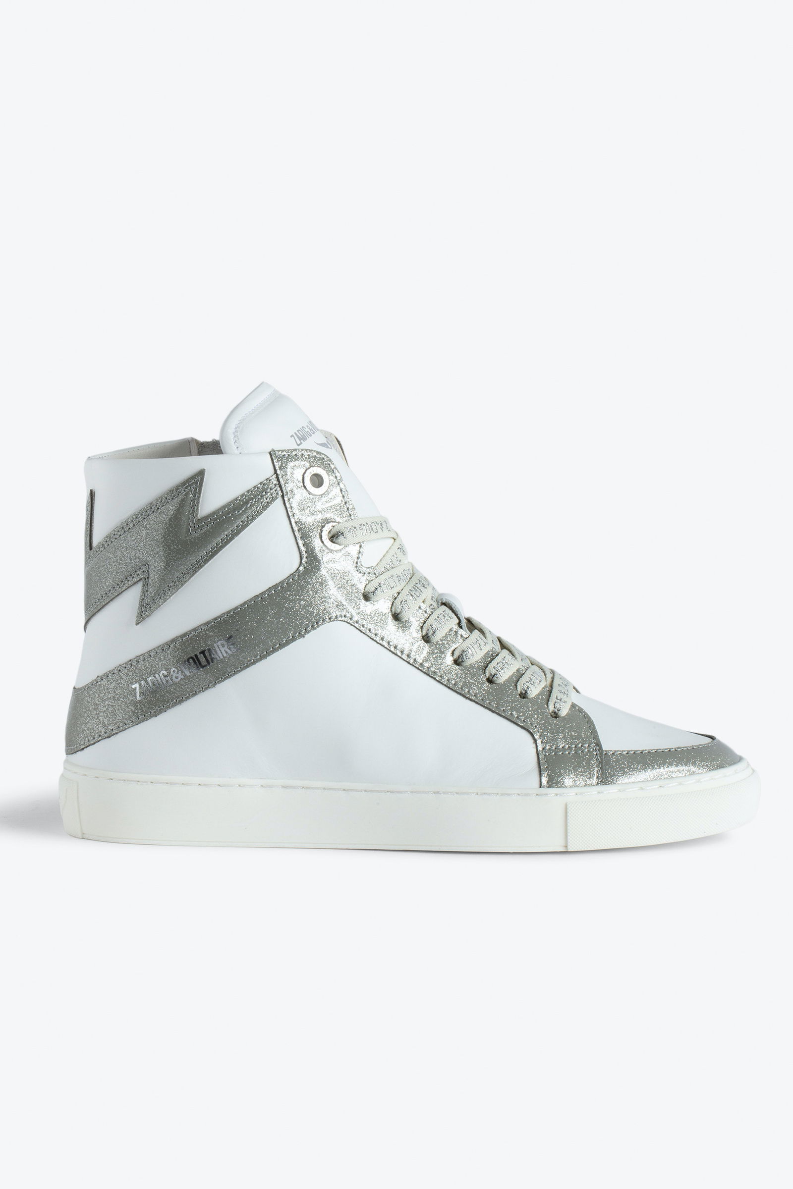 ZADIG & VOLTAIRE High Flash High-Top Infinity Patent Trainers in Silver ...
