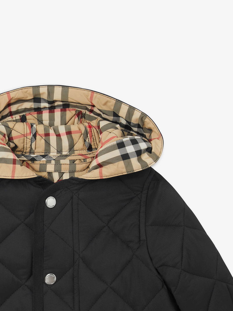BURBERRY Reilly Quilted Check-Lined Shell Jacket in BLACK | endource