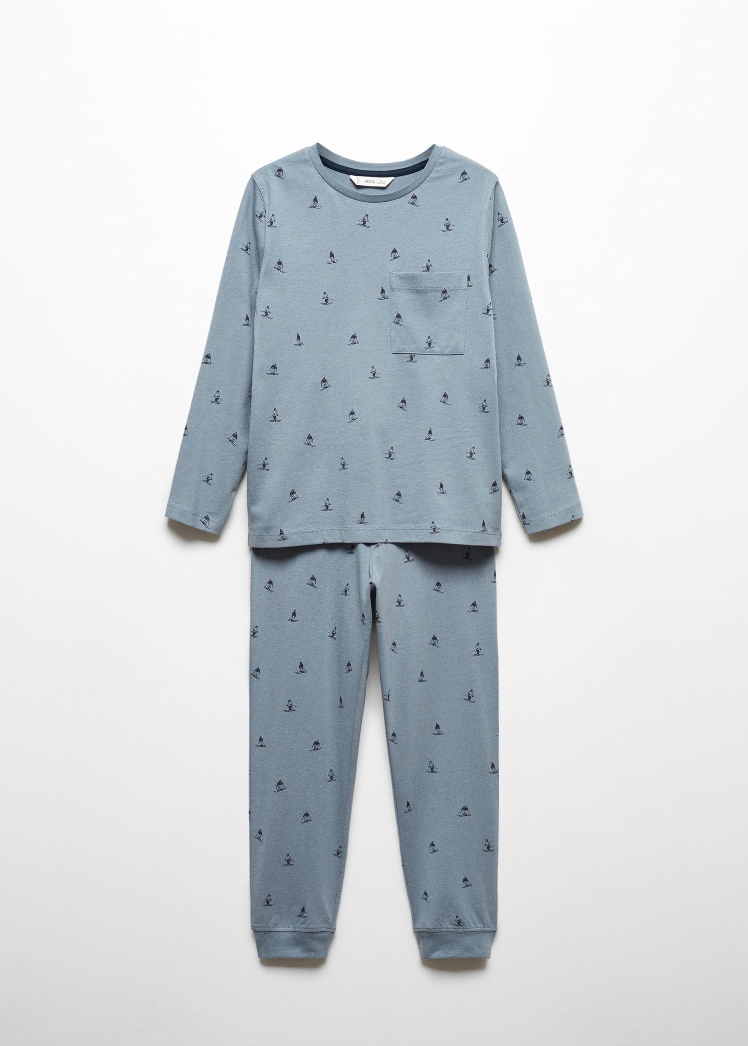 MANGO Printed Long Pyjamas in Blue | endource