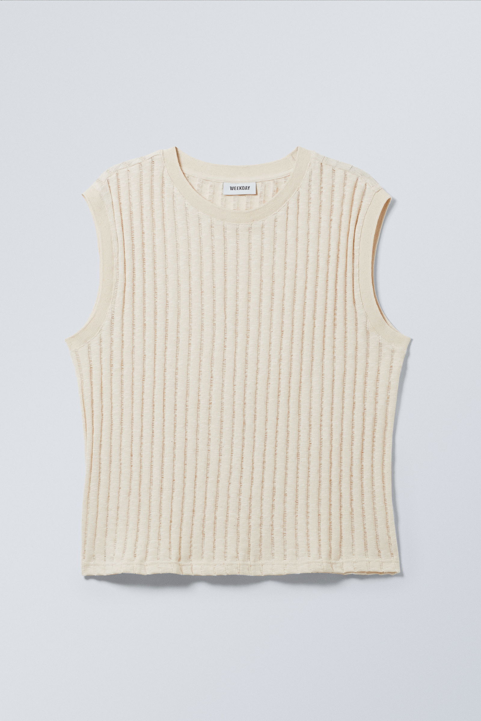 WEEKDAY Jacquard Knitted Tank Top in Light Dusty White | endource