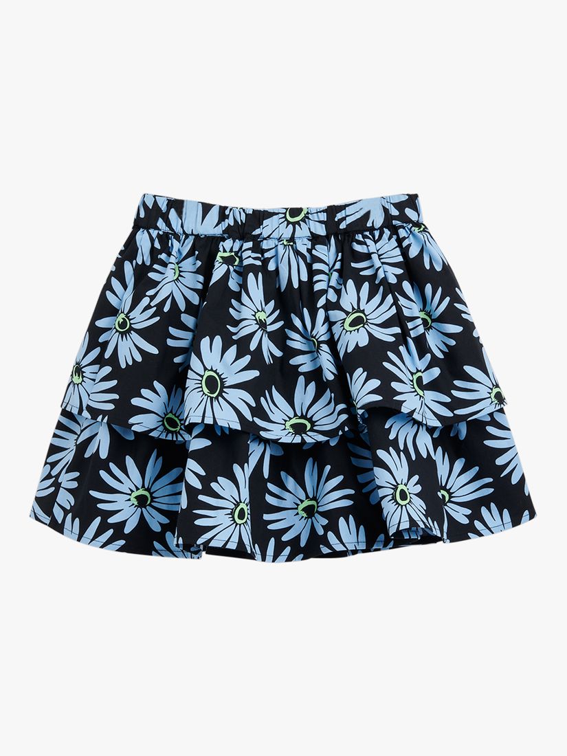 WHISTLES Daisy Print Ra-Ra Skirt in Blue/Multi | Endource