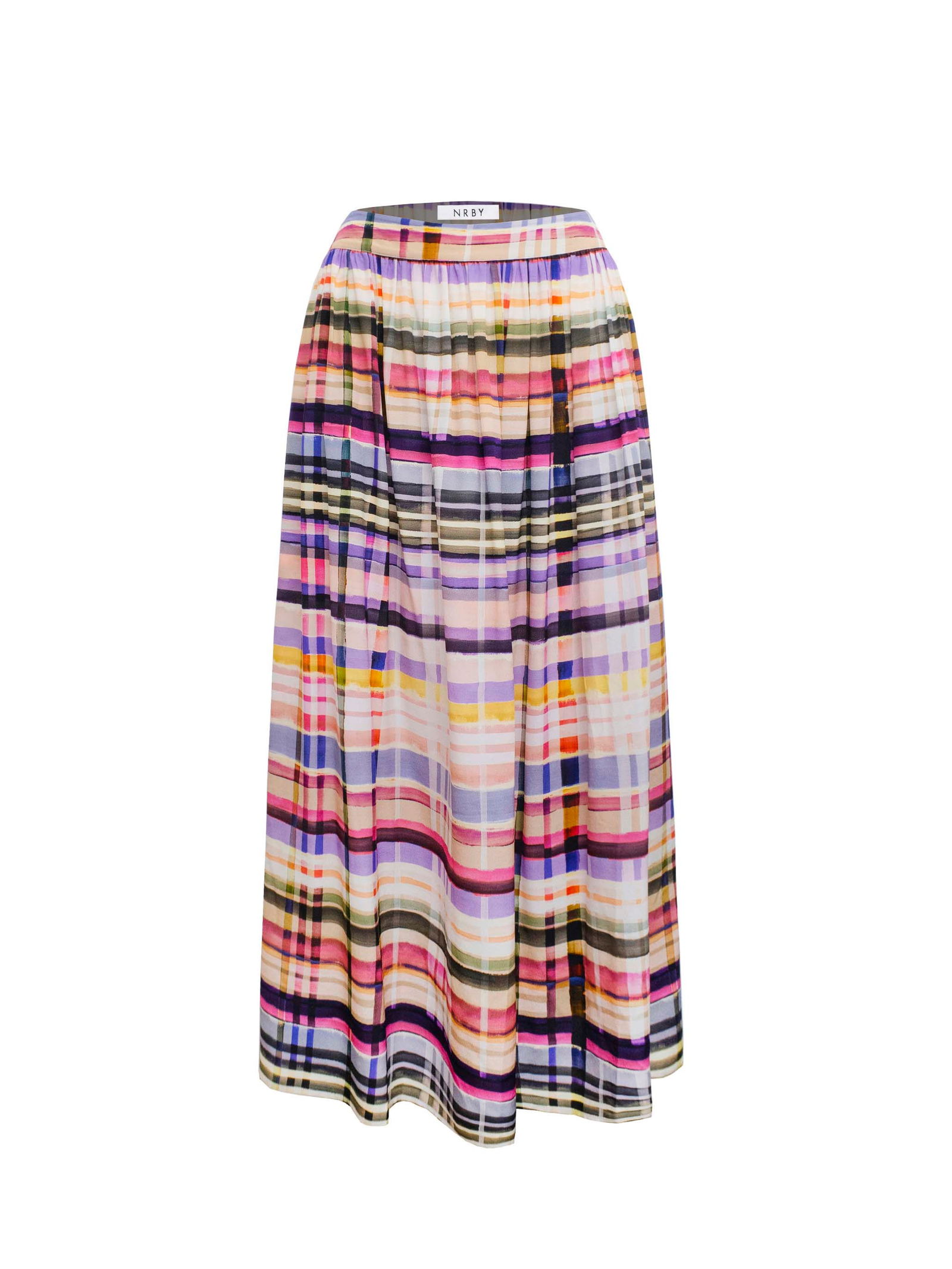 NRBY Lina Silk Blurred Check Skirt | endource