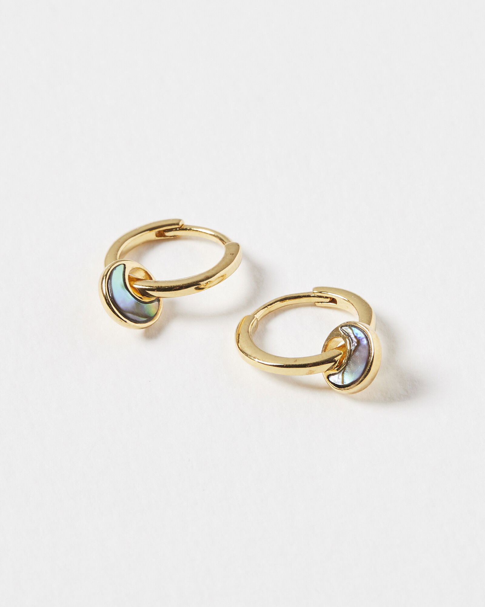 OLIVER BONAS Lottie Curved Abalone Shell Inlay Disc Drop Gold Plated ...