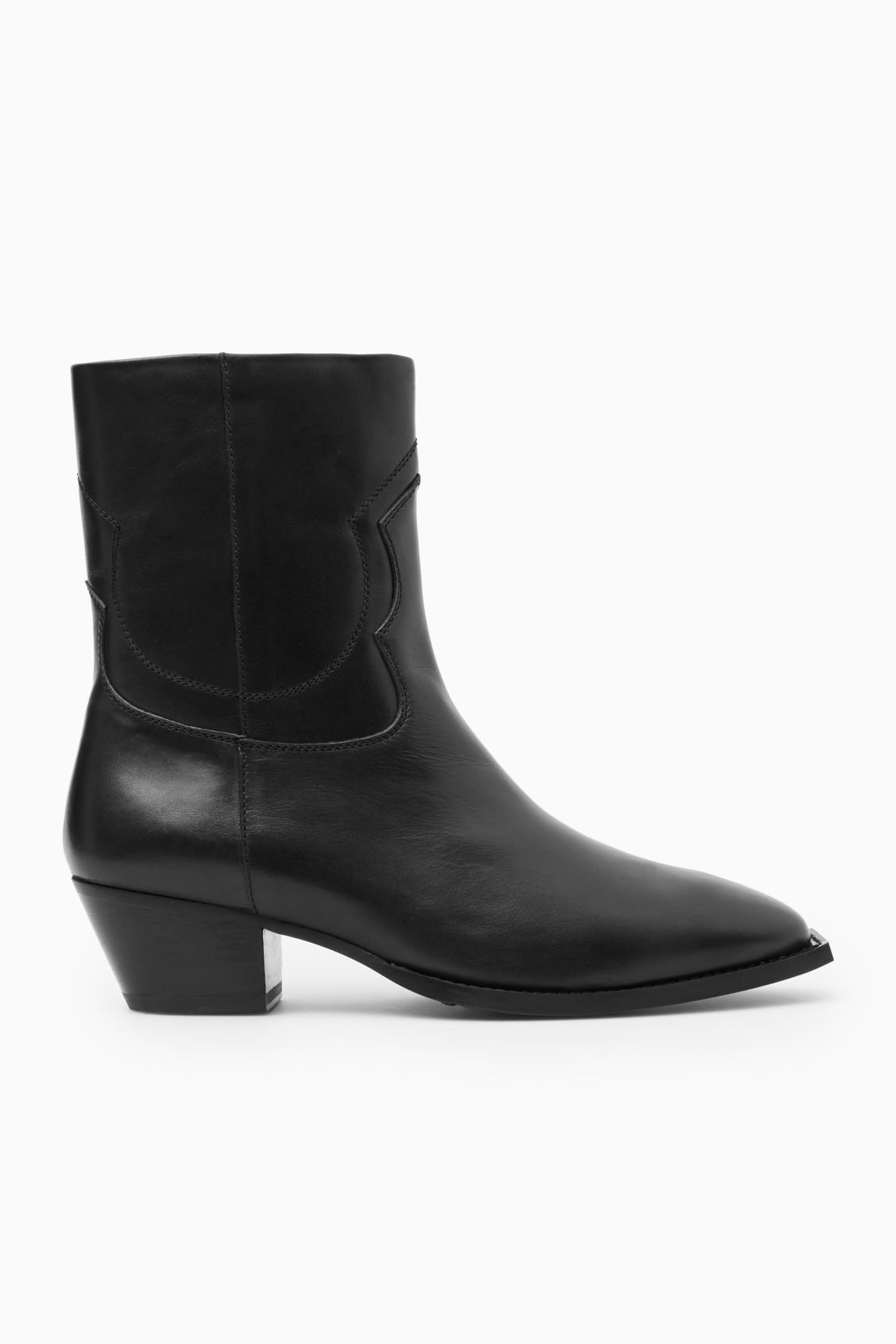 COS Point-Toe Leather Western Boots in BLACK | endource