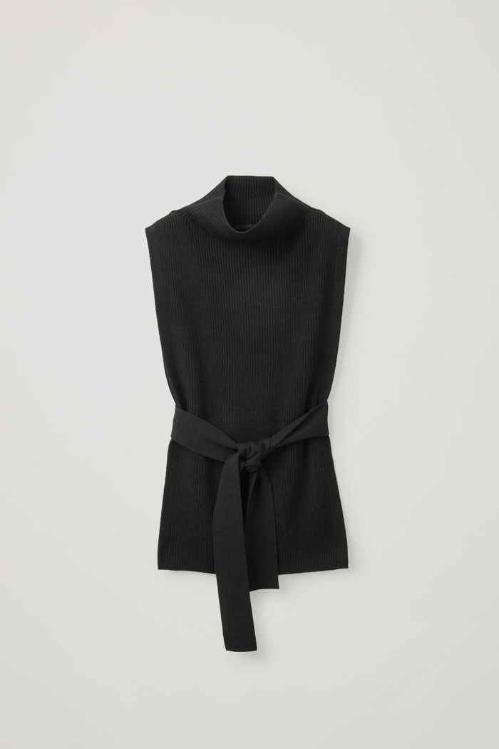 COS Wool Mix Tabard Knitted Vest in Black | endource